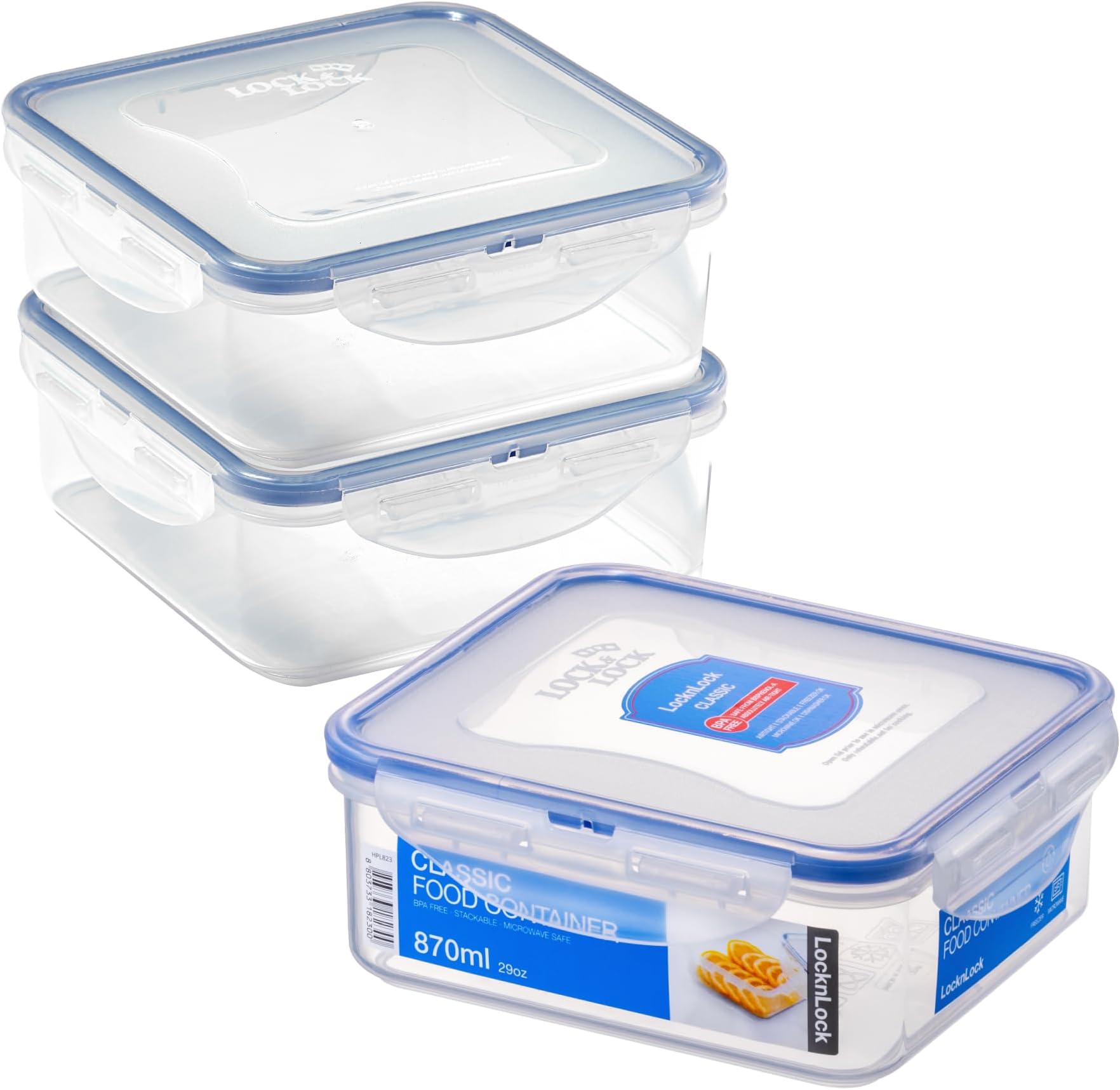 LOCK&LOCK HPL805SET Rectangular Water Tight Food Container, Plastic ...