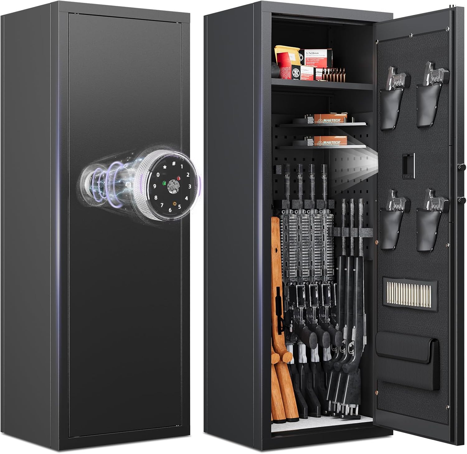 10-12 Gun Safe,Gun Safe for Rifles and Pistols,Fingerprint Gun Cabinet ...
