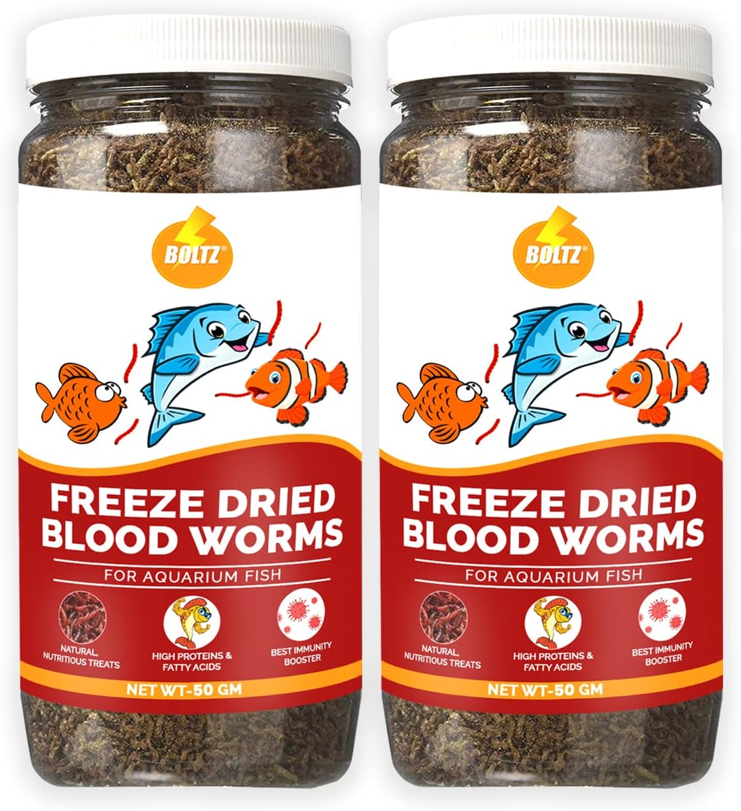 Boltz Freeze Dried Blood Worms Fish Food 50 Grams for Bettas, Tetras ...