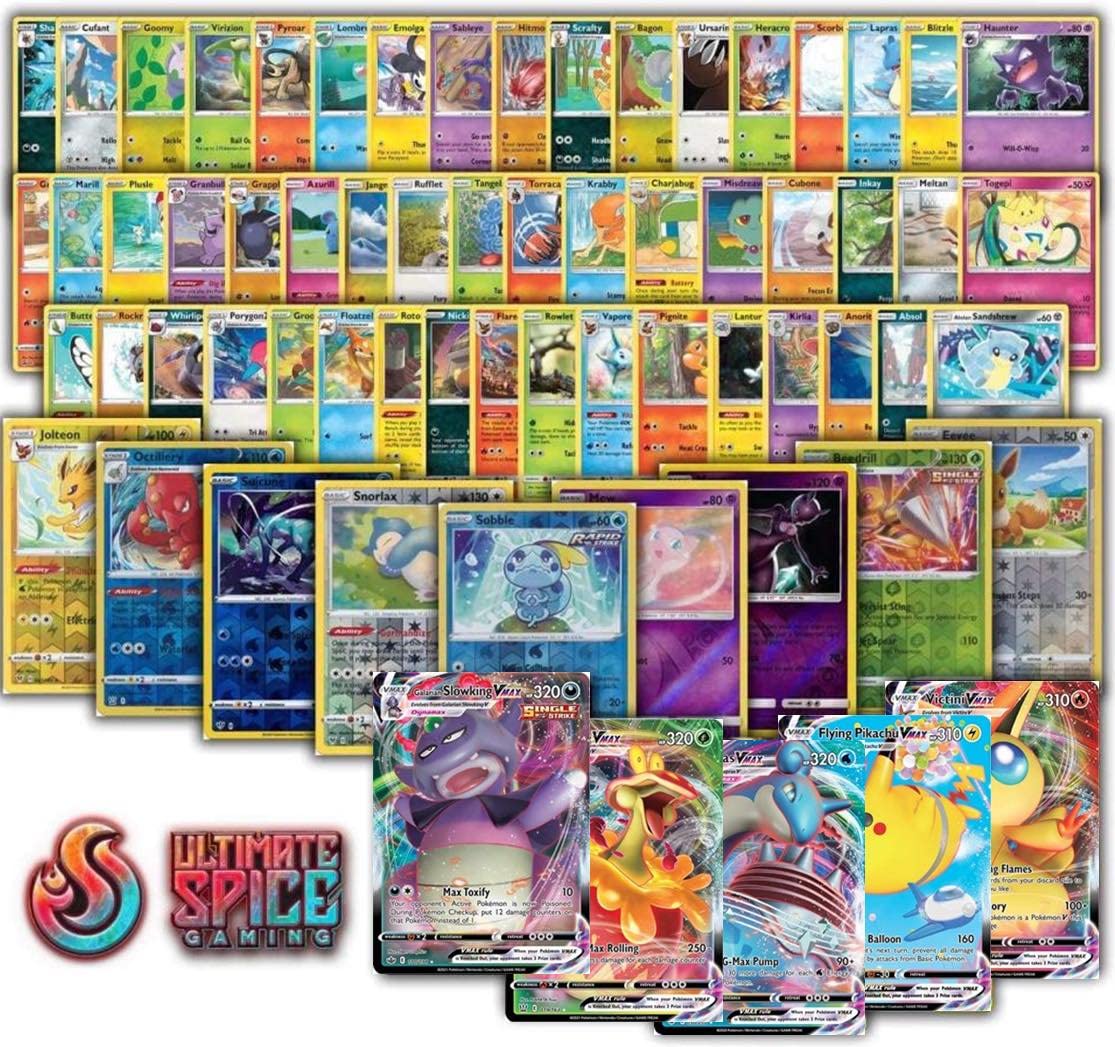 Buy VMAX Ultra Rare Pokemon Pack: 50 Assorted Cards + 4 Foil Rare Cards ...