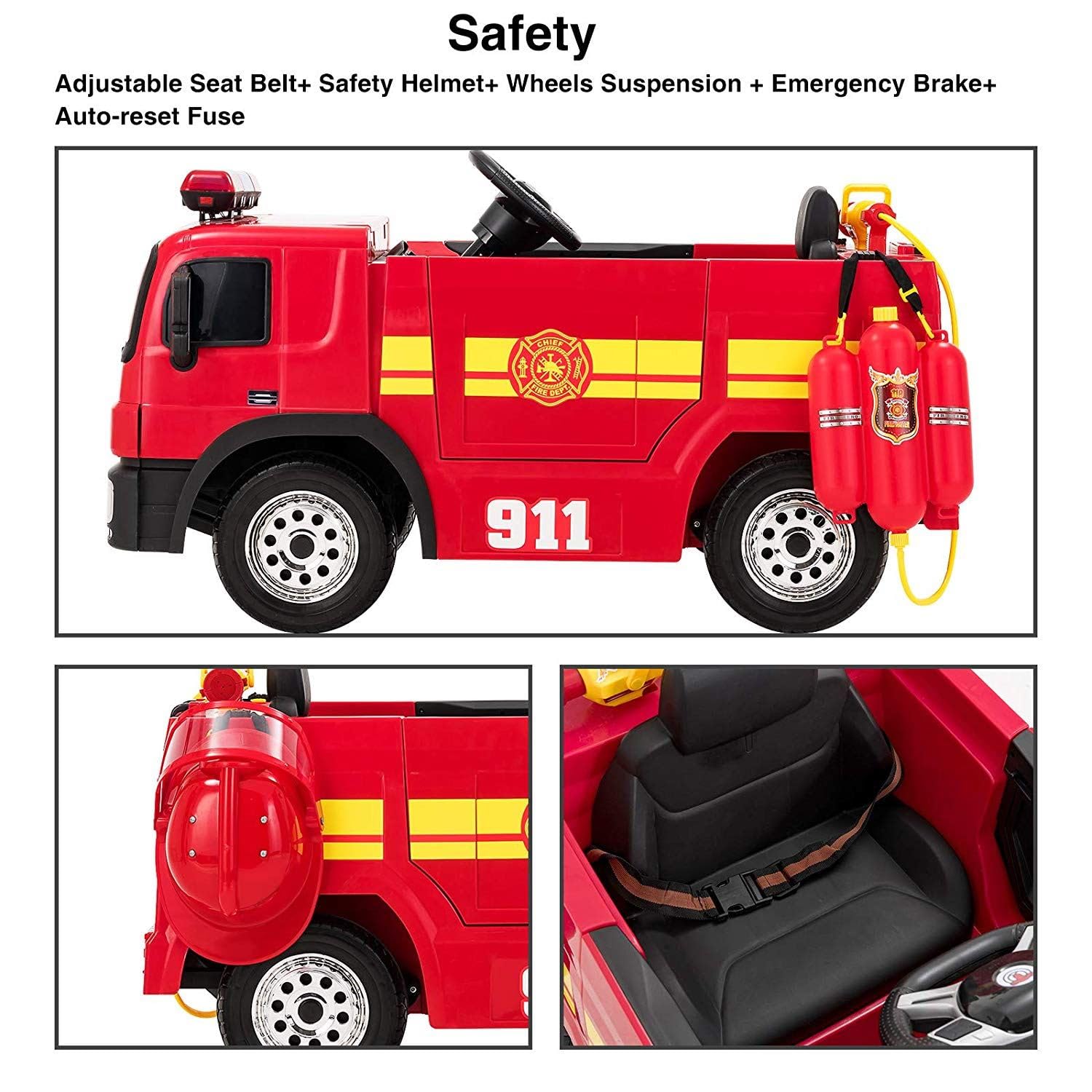 Industrial Battery Powered Fire Truck RiiRoo 6V Ride On Fire Engine