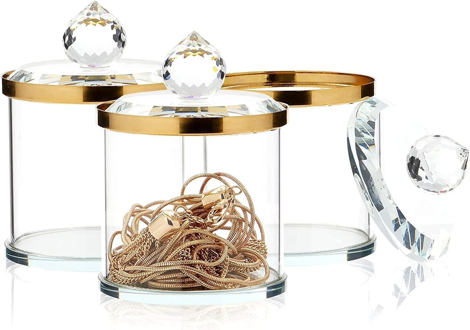 Amazon.com: 3 Pack Small Glass Crystal Jars with Lids for Storage ...