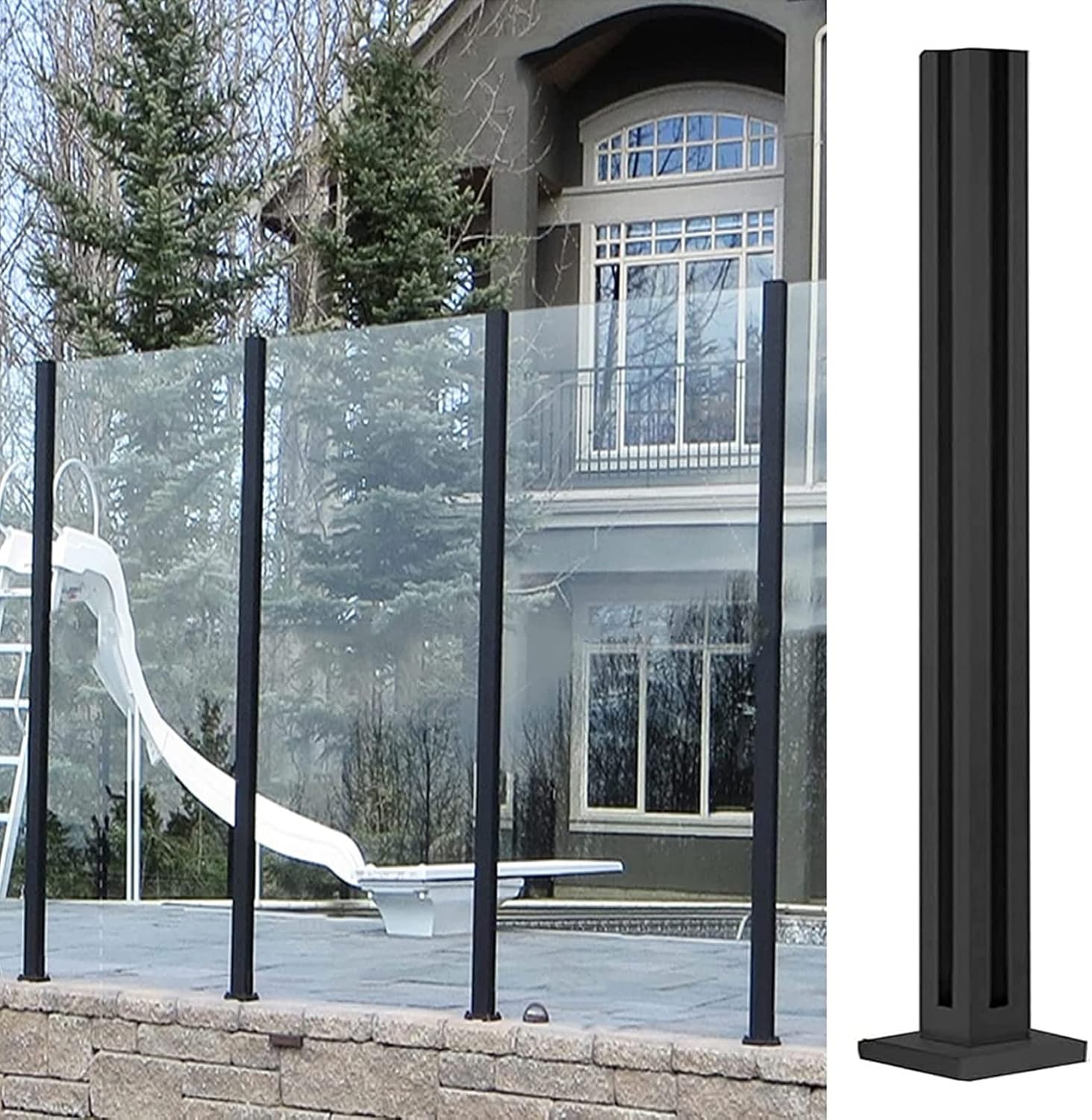 Amazon.com: Tempered Glass Panels Post for Railing Indoor Outdoor, Deck ...