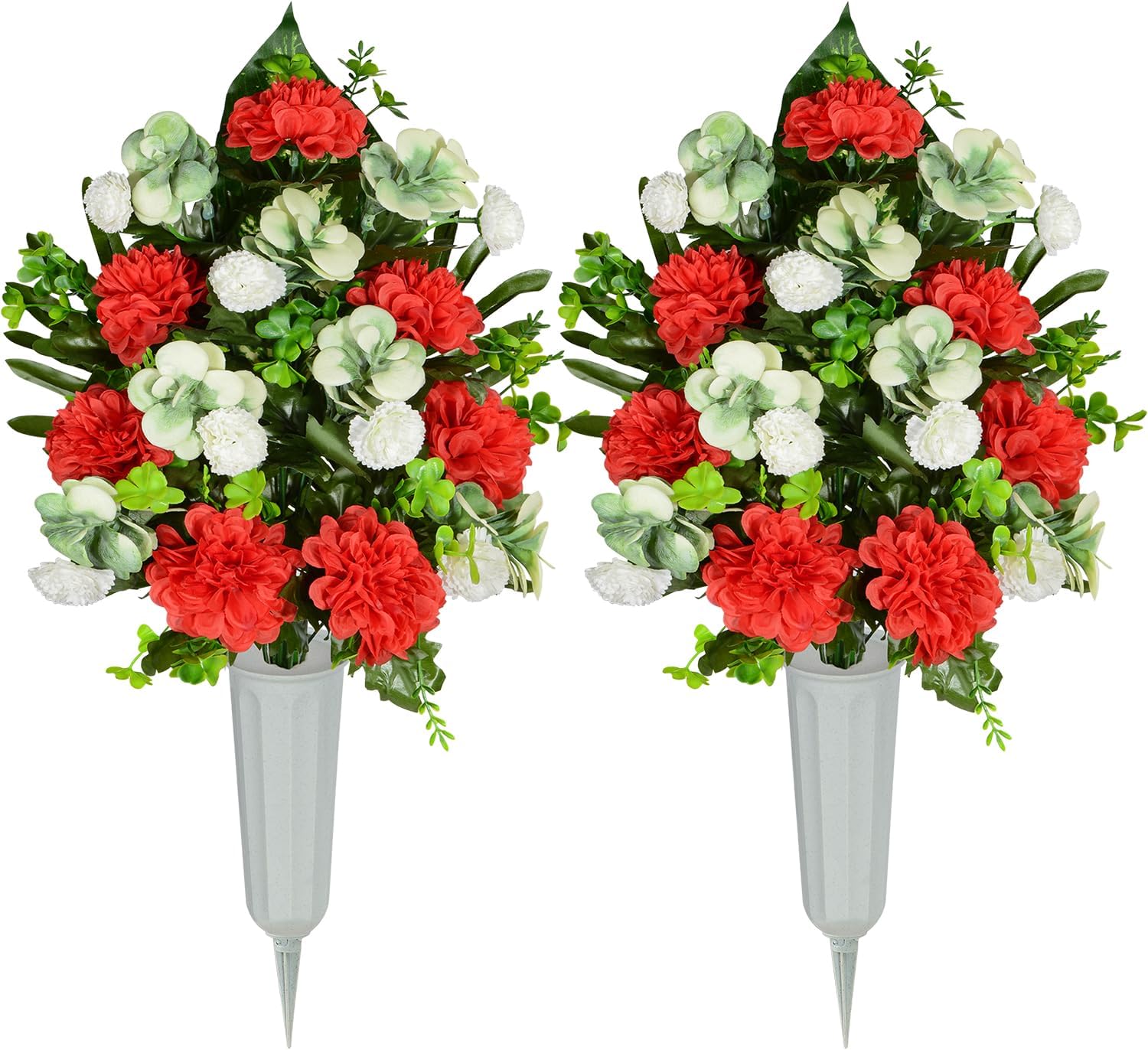 Amazon.com: AOFOX Artificial Cemetery Flowers, Bulbous Chrysanthemum ...
