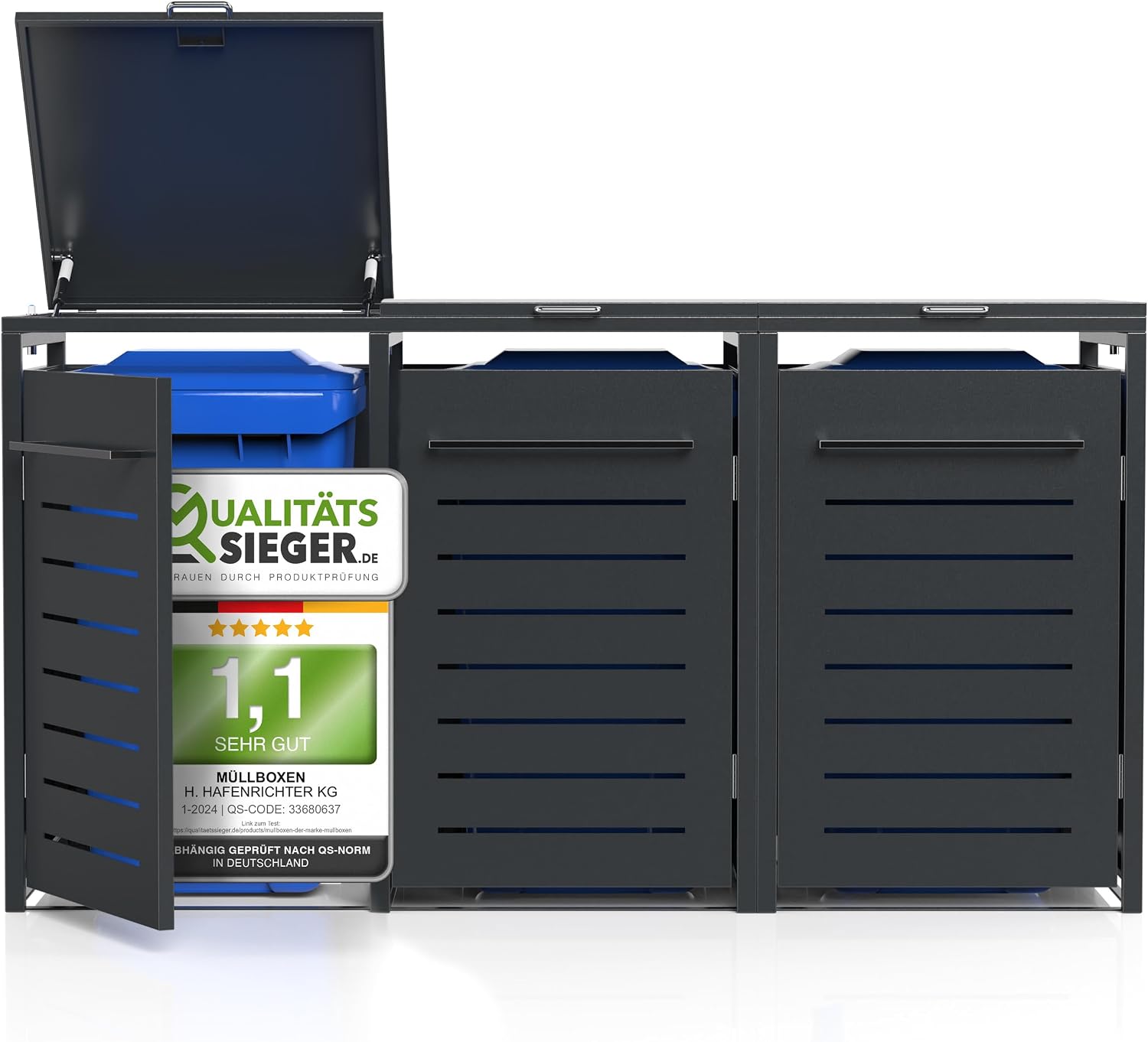 Anpassbare Mülltonnenbox für 1-4 Tonnen 240L – Rostfreier Stahl, 22 ...