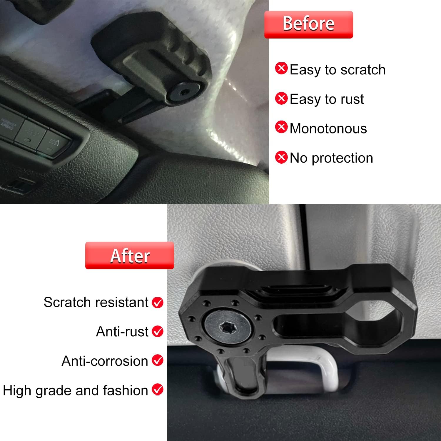 Buy Hihitomorrow Billet Aluminum Handles Freedom Top L-Shaped Locks JK ...