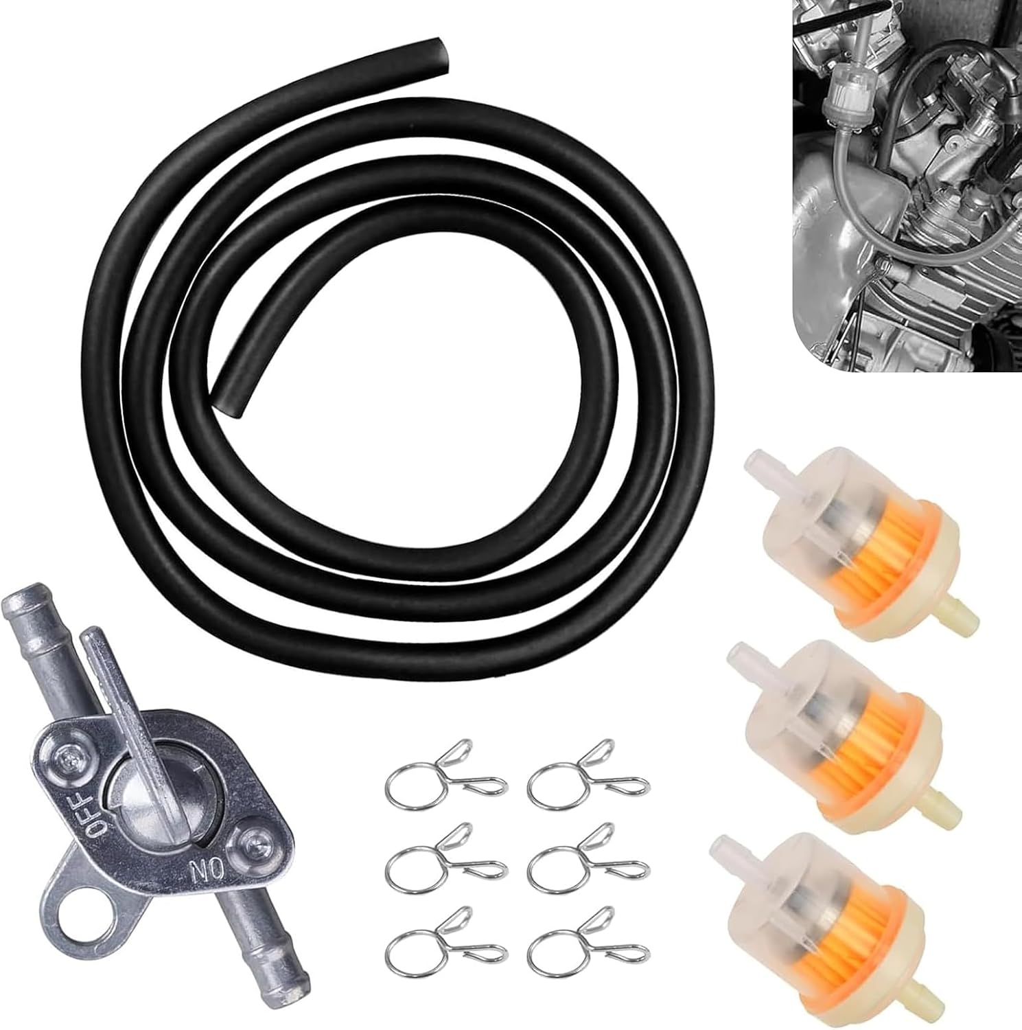 Amazon.com: Teybouk Motorcycle Fuel Line Hose Kit, Fuel Hose Oil Filter ...