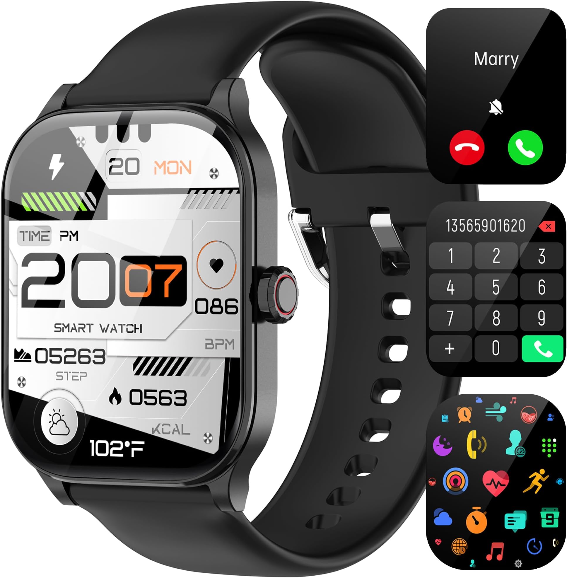 Amazon.com: KEEPONFIT Smart Watch for Men, Answer/Make Bluetooth Calls ...
