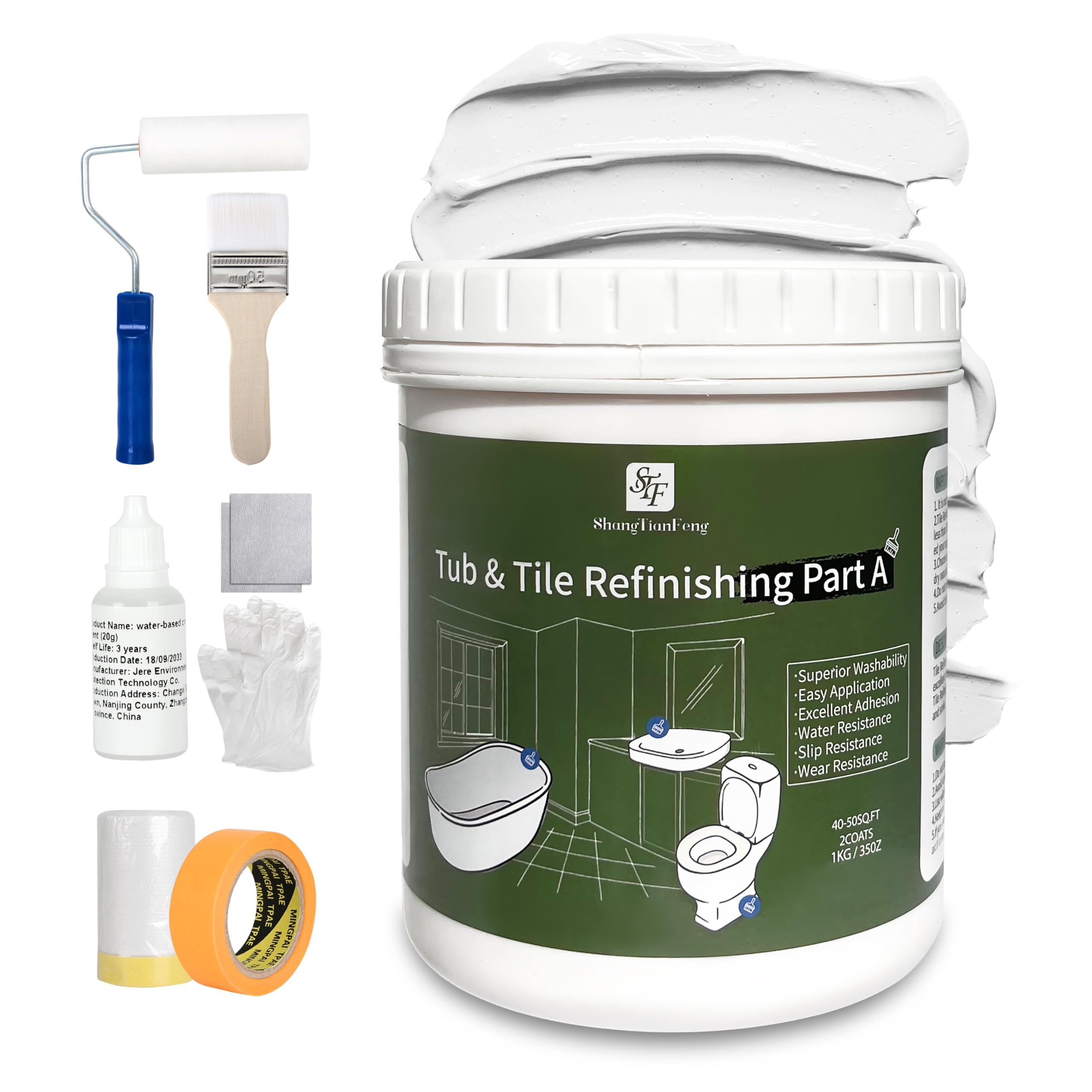 Amazon.com: White Tile Tub Bathroom Wall Paint Bathtub Paint ...