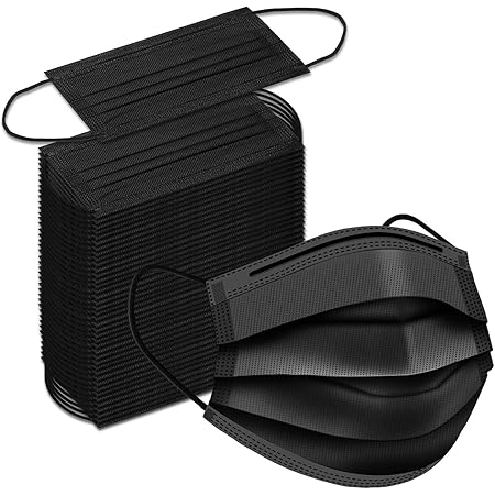 Amazon.com: 100PCS 3 Ply Black Disposable Face Mask Filter Protection ...