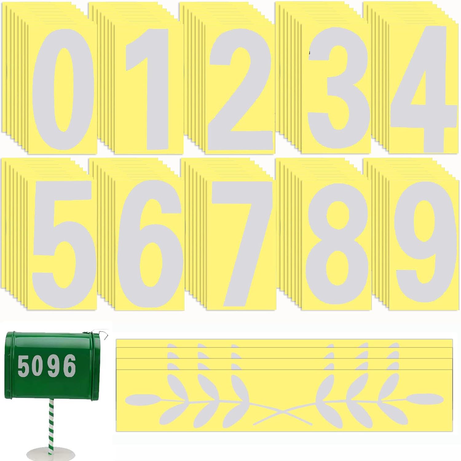 Amazon.com: 80Pcs Mailbox Numbers,4Pcs Flower Border Decoration ...