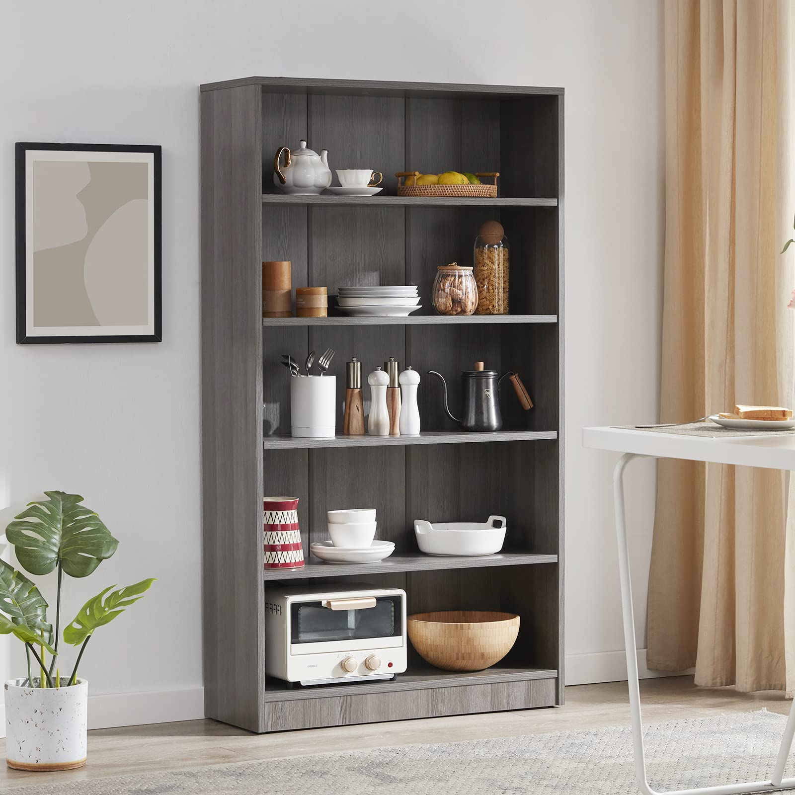 Buy Sunon Bookcases and Book Shelves 5 Shelf, Wood Storage Bookshelf ...