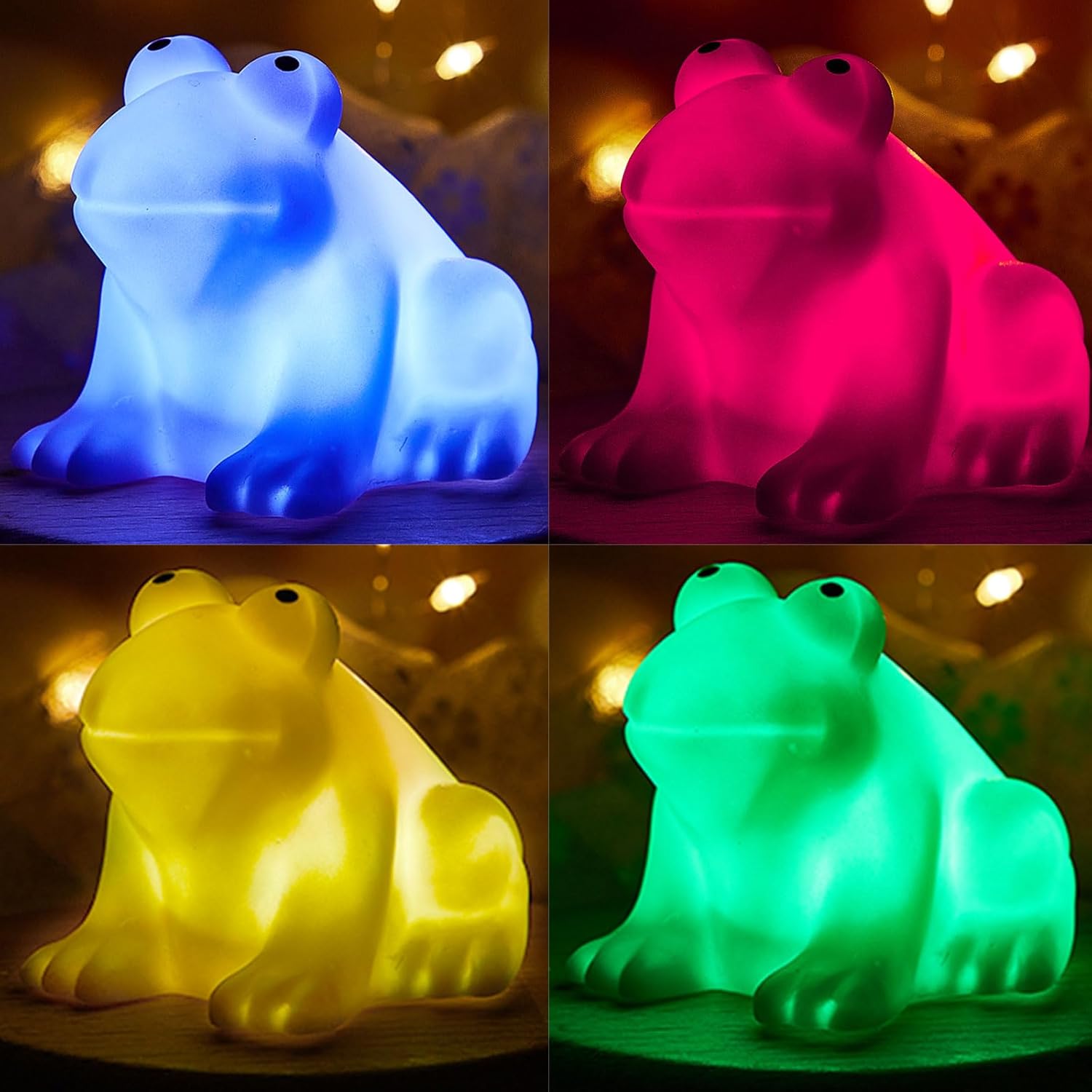 Huquary 4 Pcs LED Frog Night Light Cute Frog LED Night Creative Color ...