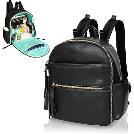 Amazon.com: Mini Diaper Bag Leather by miss fong,Small Diaper Bag with ...