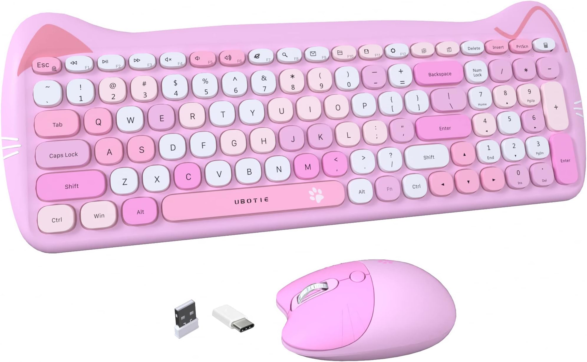 Amazon.com: Cute Cat Keyboard and Mouse Combo Wireless, Kawaii Keyboard ...