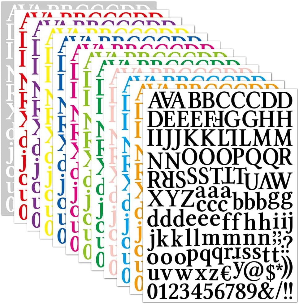 Amazon.com: 12 Sheet Colourful Number & Letter Self-Adhesive Stickers ...