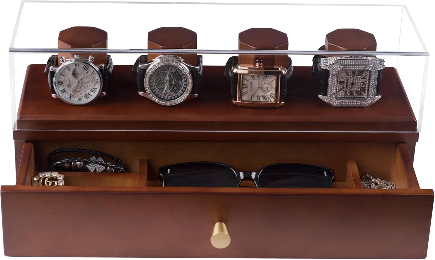 Innolife Watch Display Case For Men-Solid wood Mens Watch Box Organizer ...