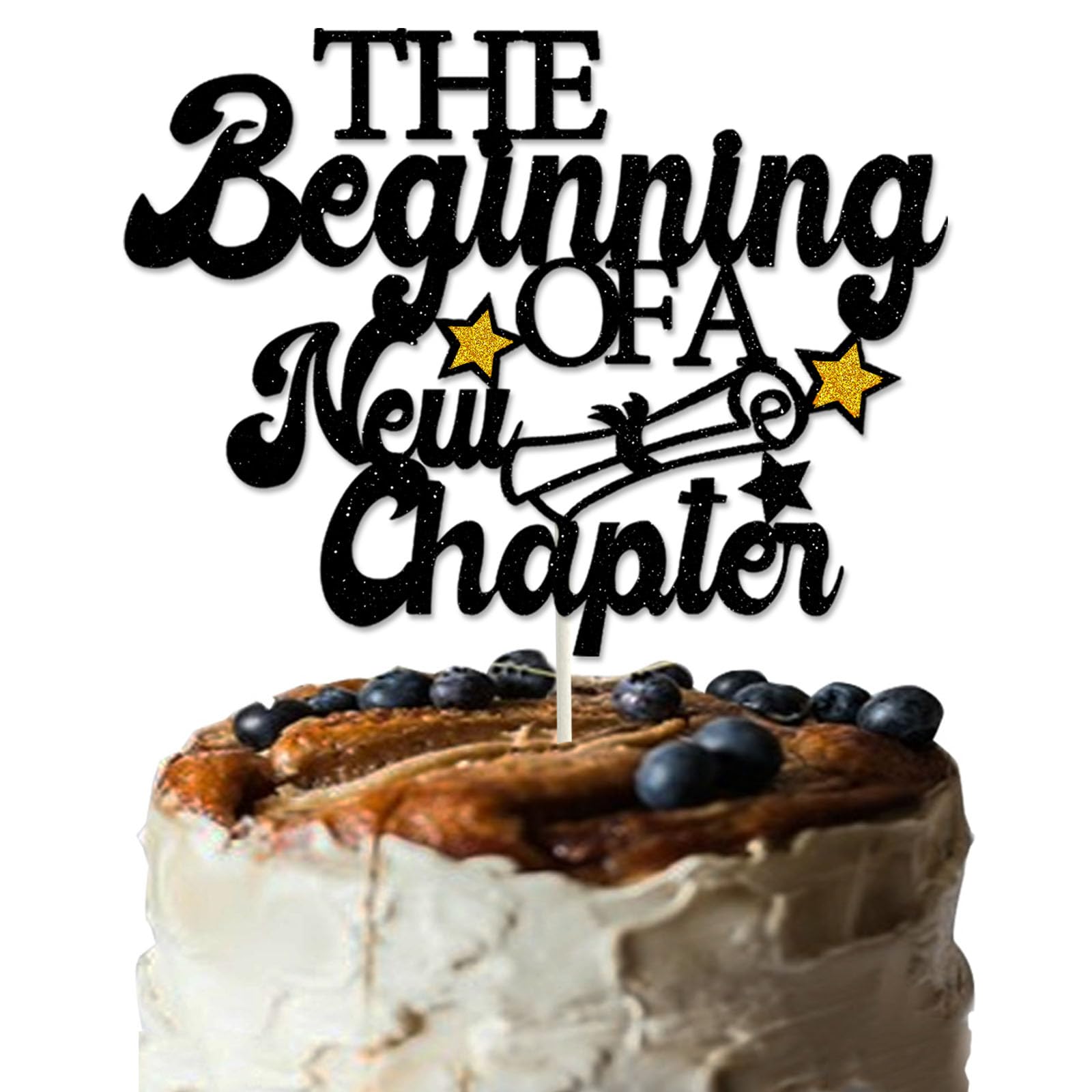 Amazon.com: HokiiS The Beginning of a New Chapter Cake Topper, Black ...