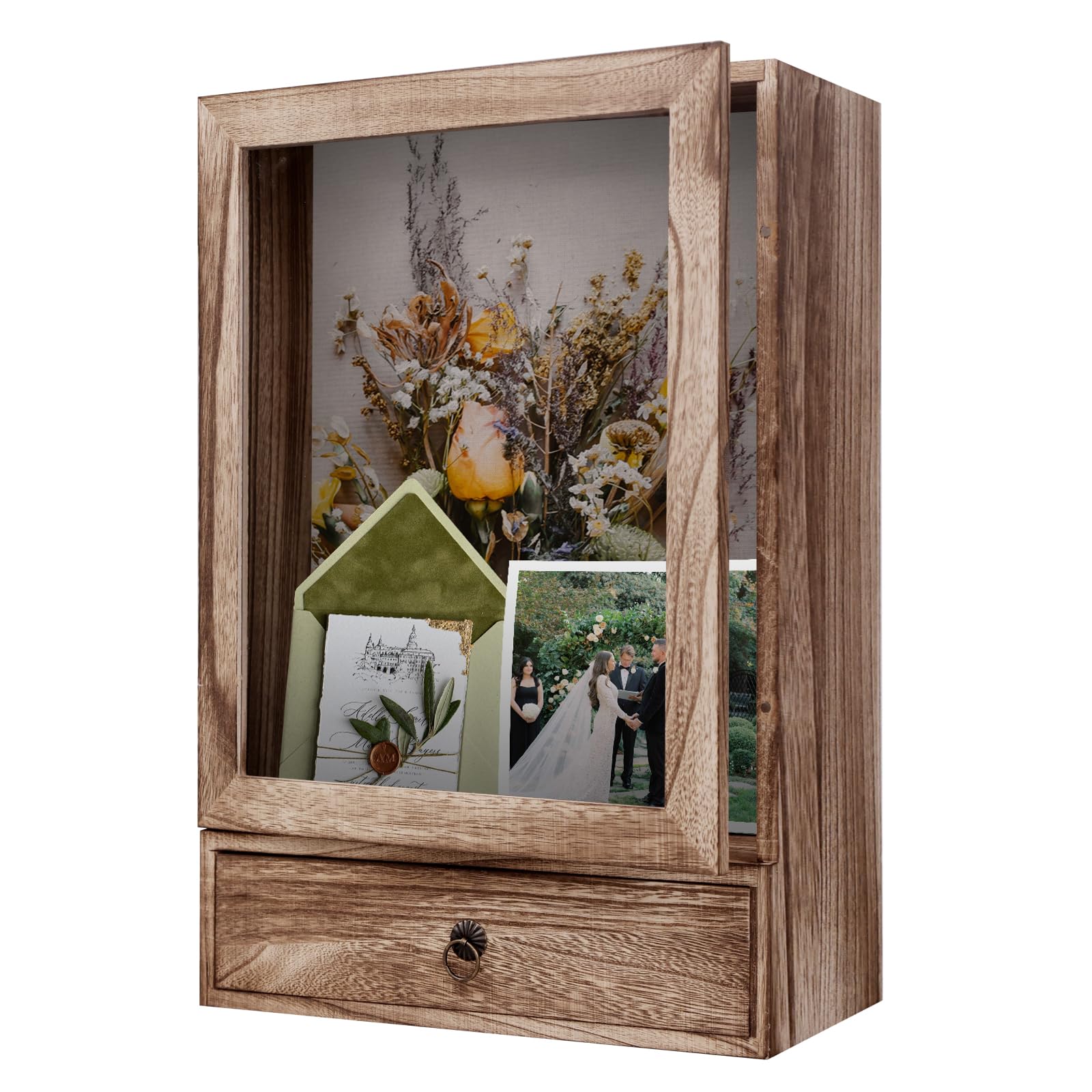 Amazon.com - Shadow Box Frame 11" x 16" , 4" Deep Shadow Box Display Case with Drawer, Rustic ...