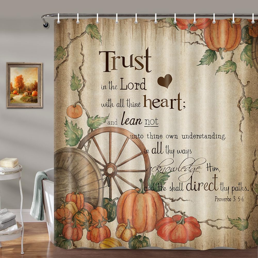 Amazon.com: Wathon Bible Verse Shower Curtain Fall Bathroom Decor ...