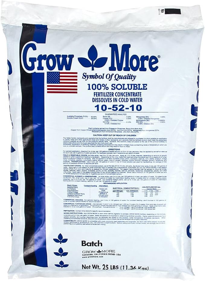 Amazon.com : Grow More 10-52-10 NPK Fertilizer - 25lbs of High ...