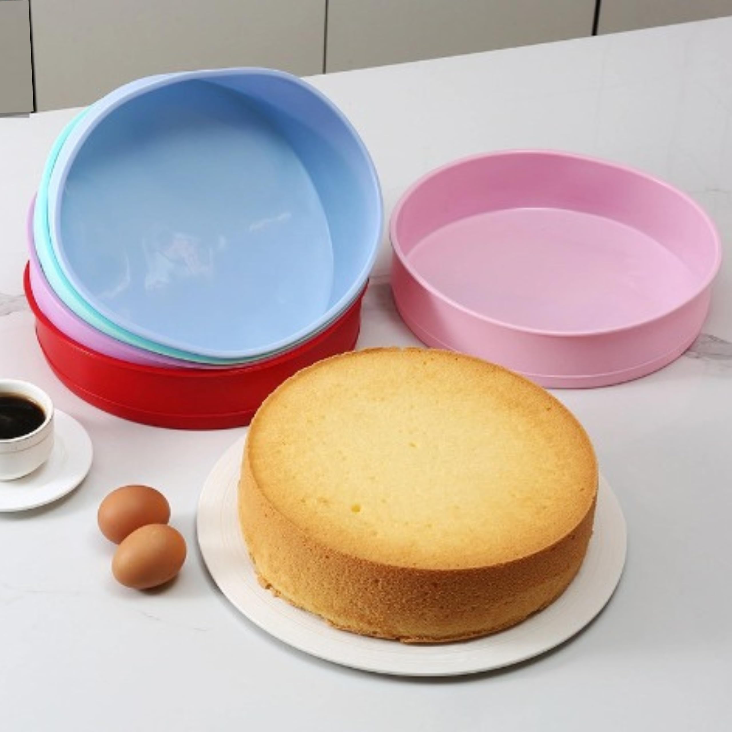 MoldBerry 10 Inch Round Cake Pan, Silicone Cake Pan Non-Stick ...