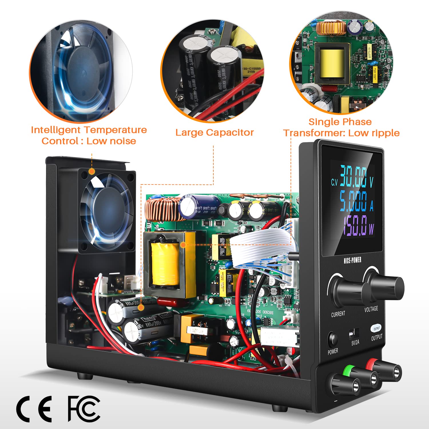 Snapklik.com : NICE-POWER DC Power Supply Variable, 30V 5A Adjustable ...