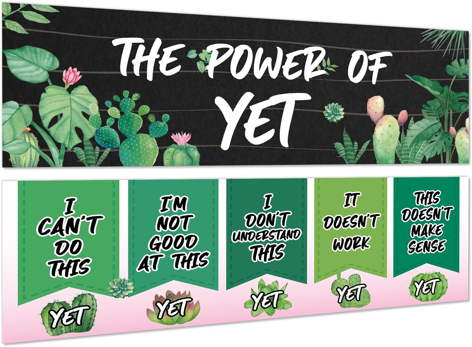 Amazon.com: QOUBAI Cactus Growth Mindset Posters Succulents Potted ...