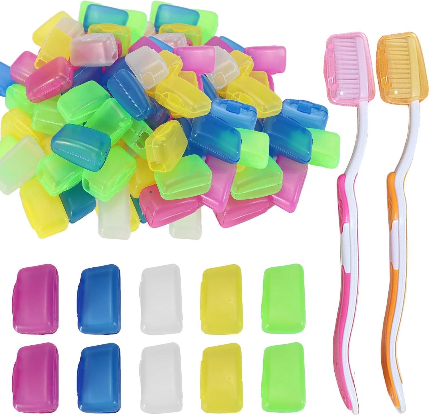 Amazon.com: Roucerlin 100 Packs Toothbrush Covers Cap, Portable Travel ...
