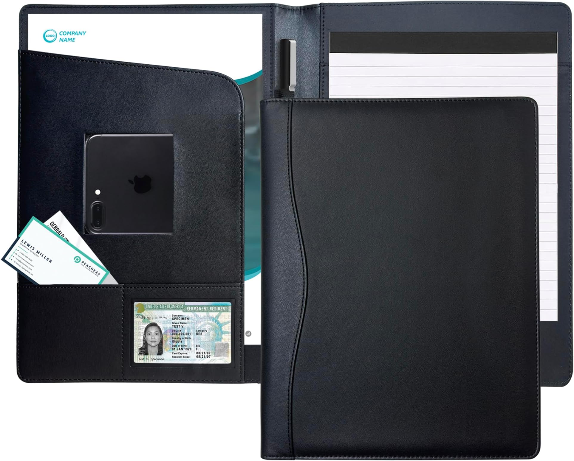 Amazon.com : Junior Size Faux Leather Padfolio with Pen Loop, Business ...