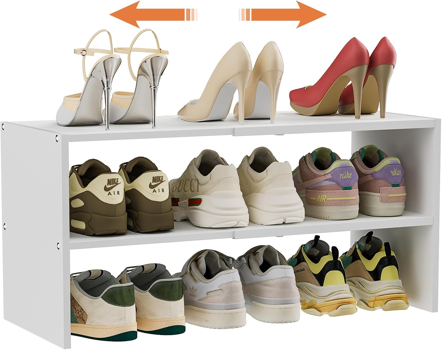 Amazon.com: White Shoe Rack Organizer for Closet, 2-Tier Expandable ...