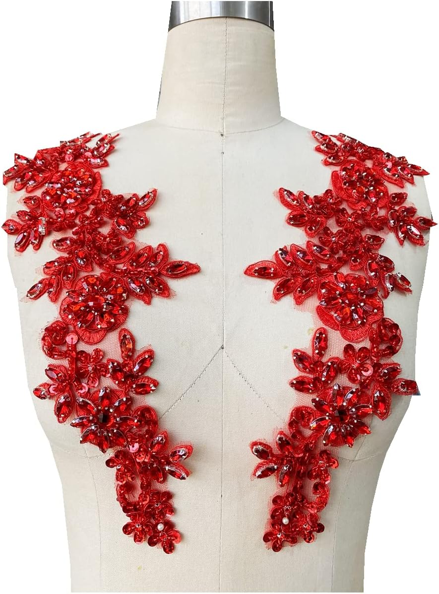 Amazon.com: Pure Handmade 10x42cm Bright Crystal Patches Sew-on ...