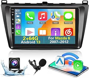 Amazon.com: [2+64G] Android 13 Car Radio for Mazda 6 2007-2012 with ...