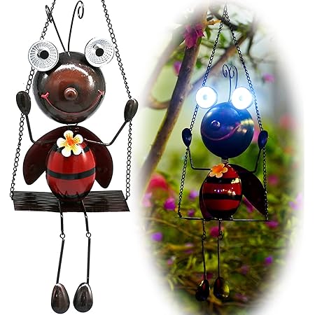 Amazon.com : Collections Etc Hanging LED Solar Lighted Metal Bugs with ...