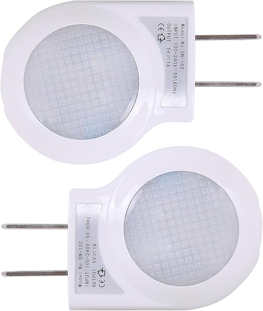 Portable Plug-in 0.7W Travel LED Night Light - 2 Pack of White ...