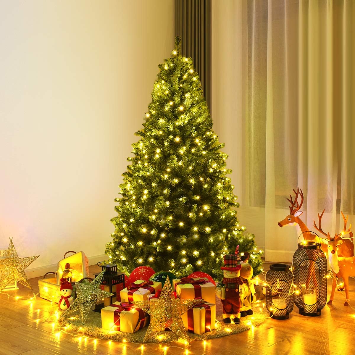 Amazon.com: Goplus 5FT Pre-Lit Artificial Christmas Tree Auto-Spread ...