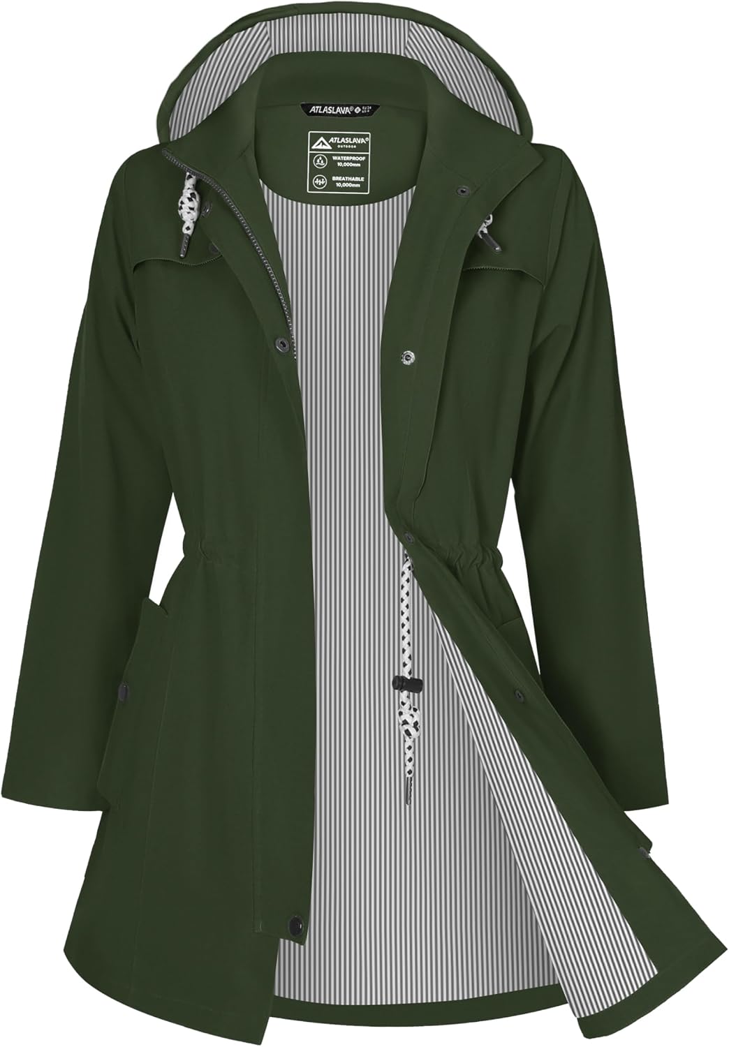 Amazon.com: ATLASLAVA Rain Jacket Women Waterproof Long Lightweight ...