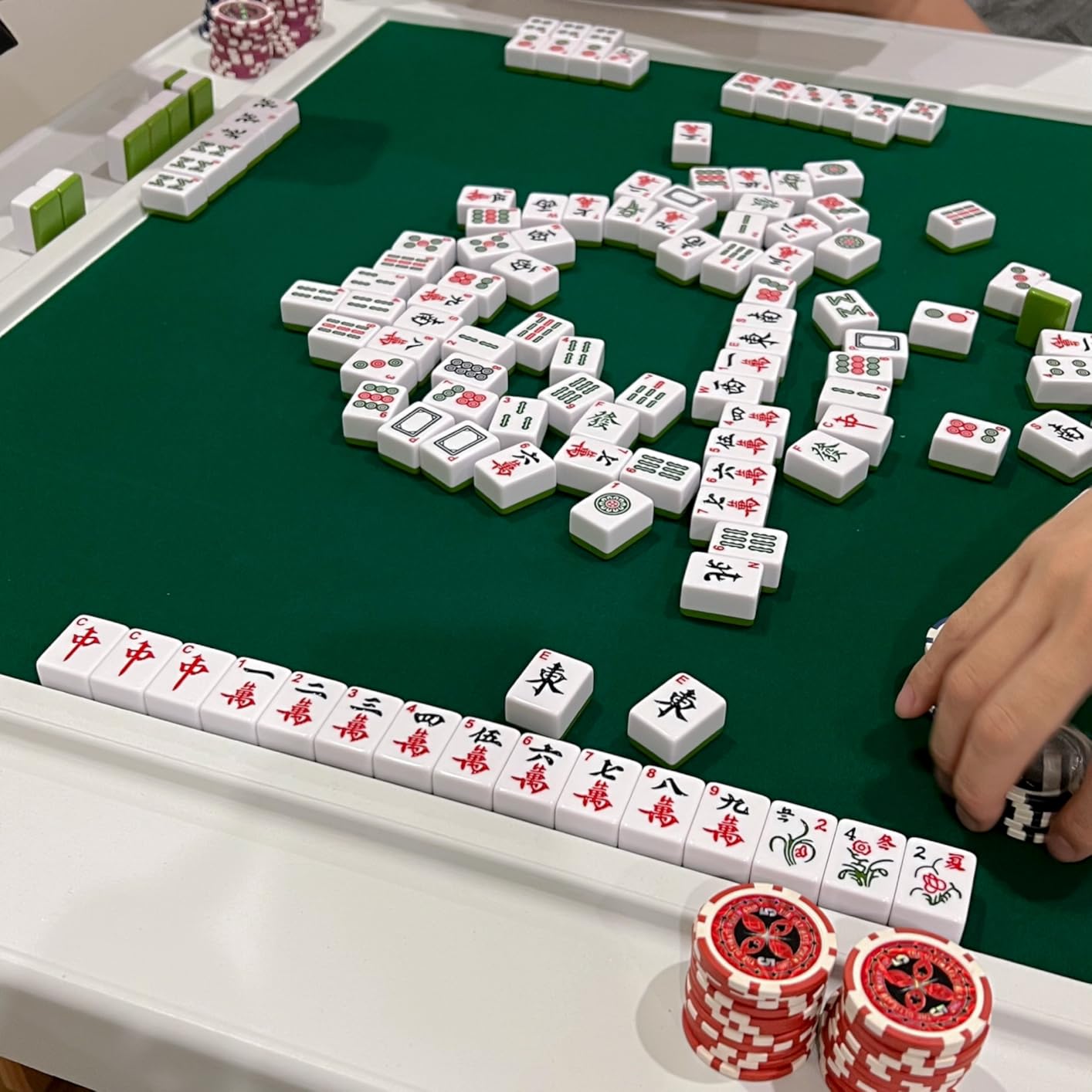 ONEIN Foldable Mahjong Table with Green Surface, Multipurpose Game ...