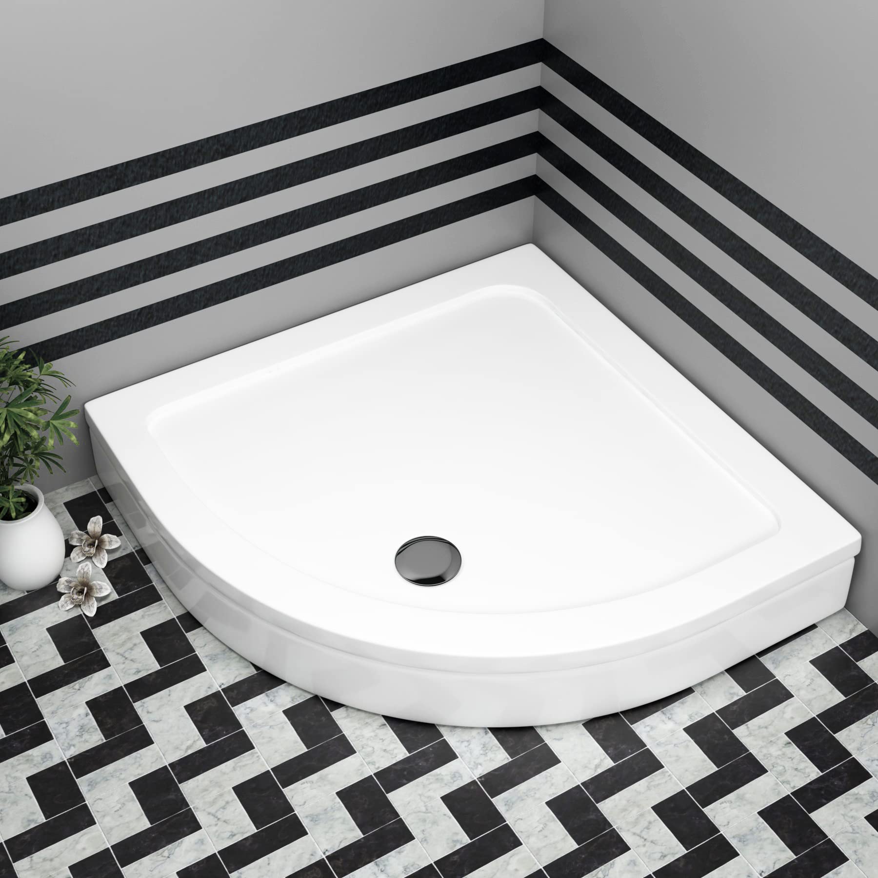 Bathroom Quadrant 900 x 900mm Shower Tray with Riser Kit Plinth for ...