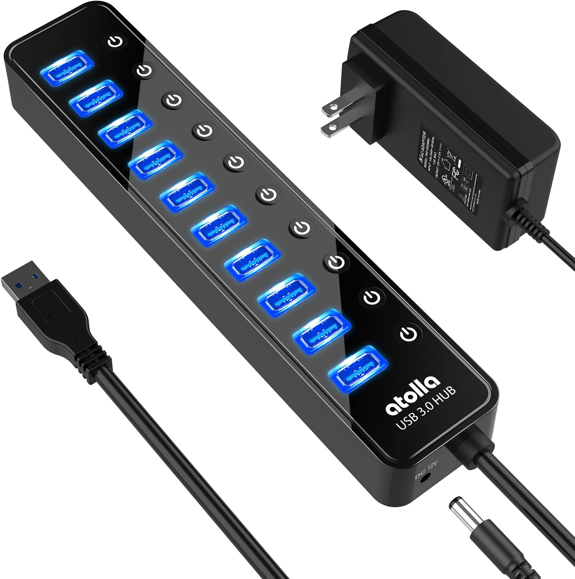 atolla Hub USB 3.0, 7 Puertos Multi USB 3.0 Hub con Interruptor ...