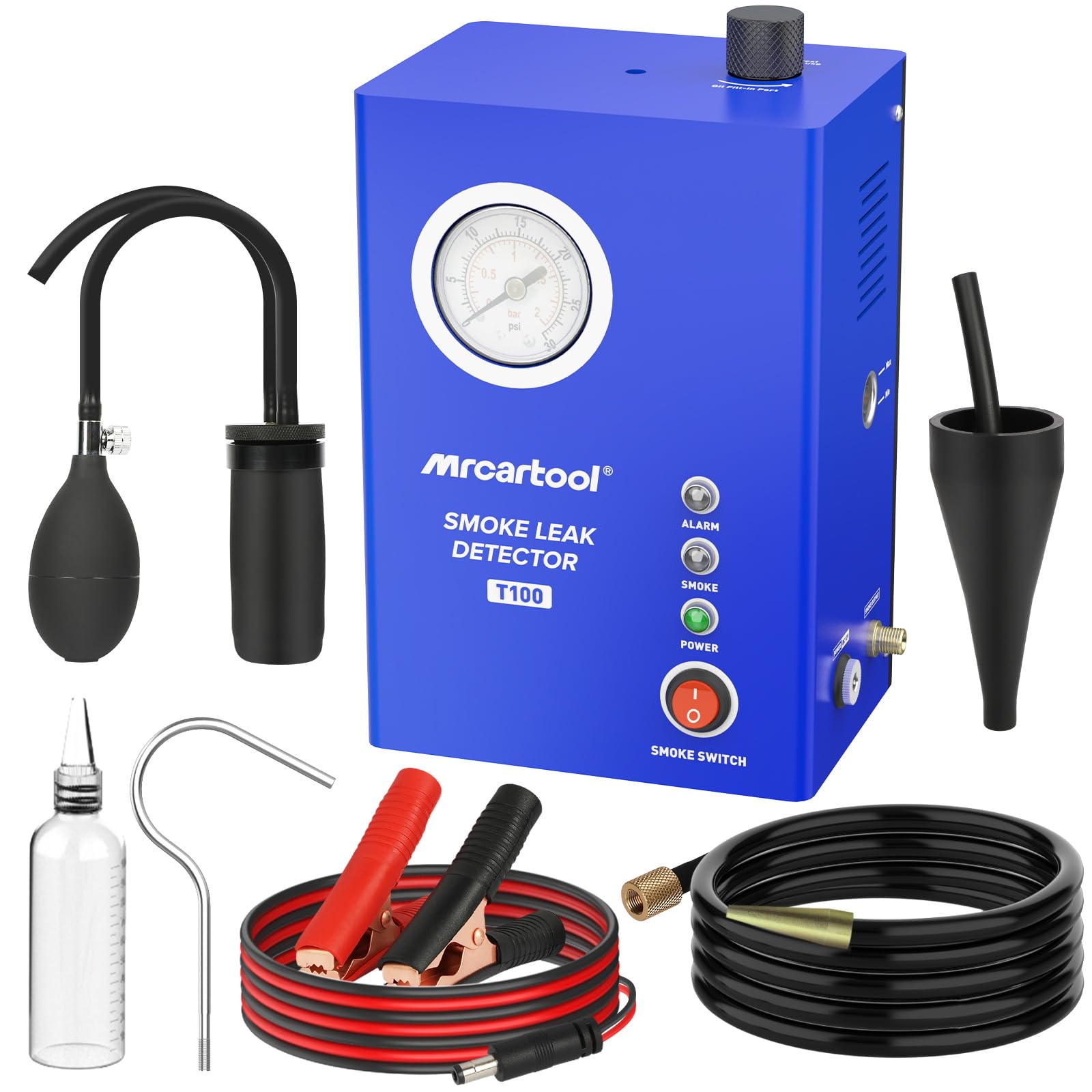 MR CARTOOL T100 Automotive Smoke Machine Leak Detector with Pressure ...