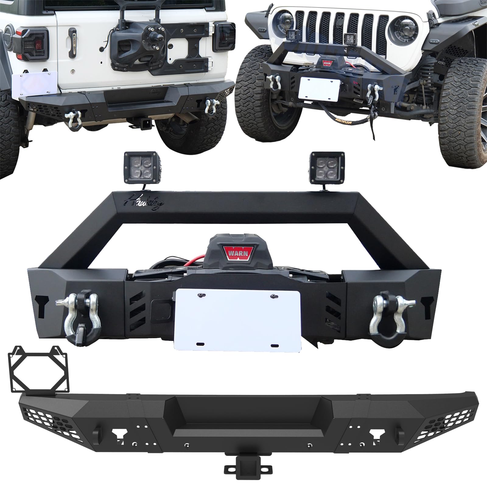 Winch Bumper TIOYAR Front And Rear Bumper Compatible With 2018 2019 ...