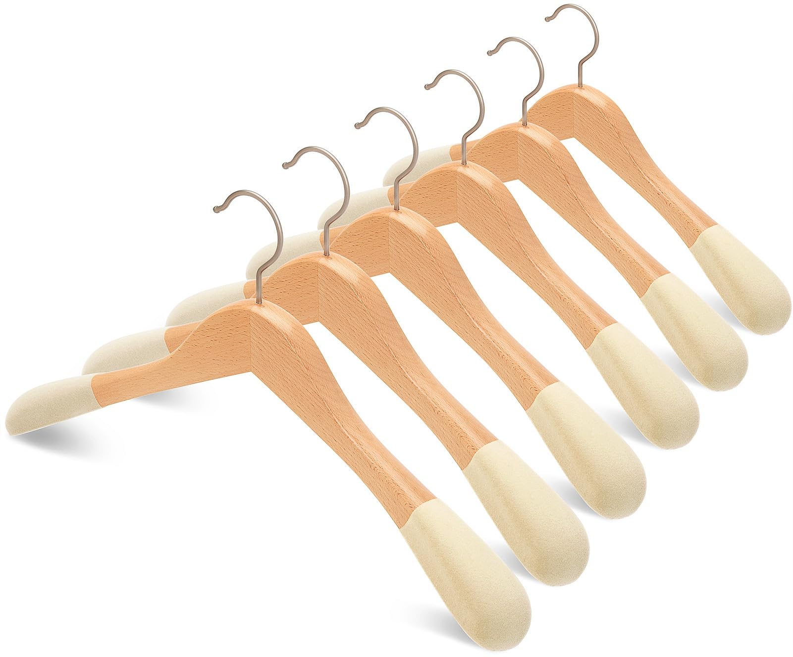 Amazon.com: Amber Home 6 Pack Wide Shoulder Wooden Hangers, Non Slip ...