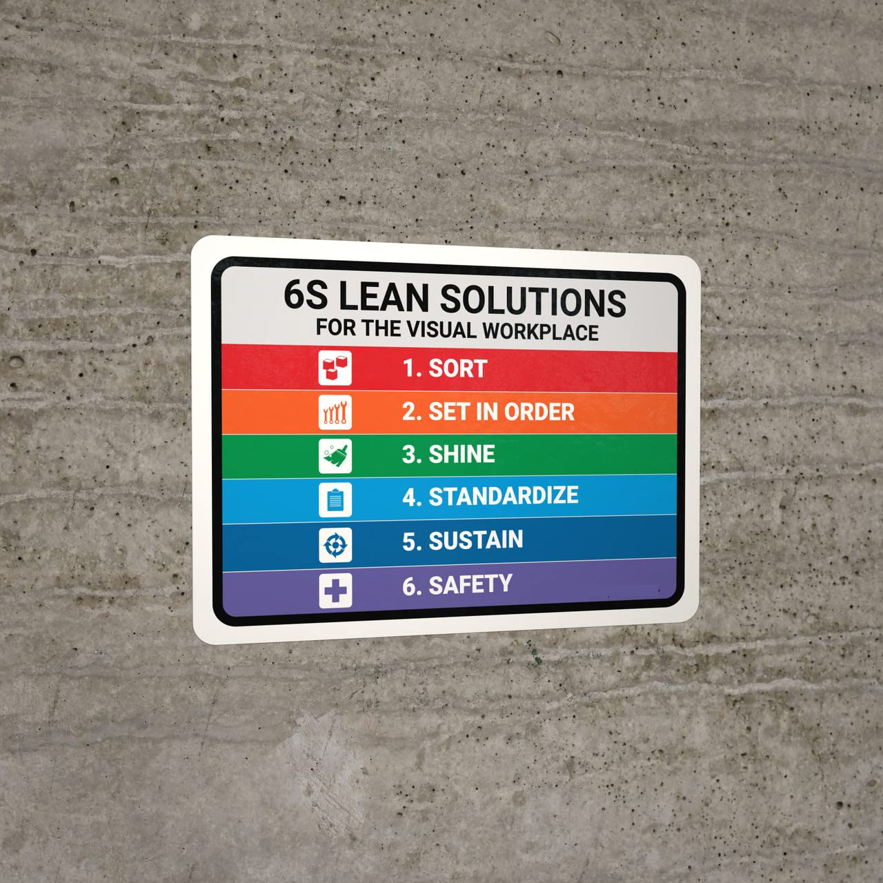 6S Lean solutions for the visual workplace sign Sticker, PVC Waterproof ...