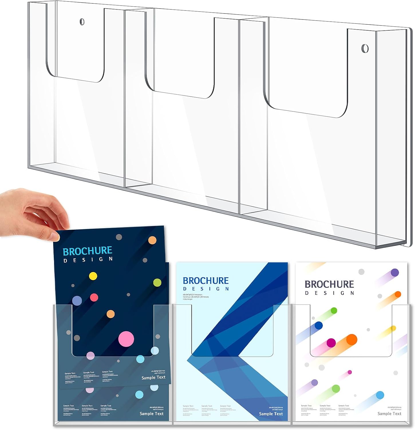 Amazon.com: Sherr 1 Pcs Clear Hanging Brochure Holder Wall Mount Flyer ...