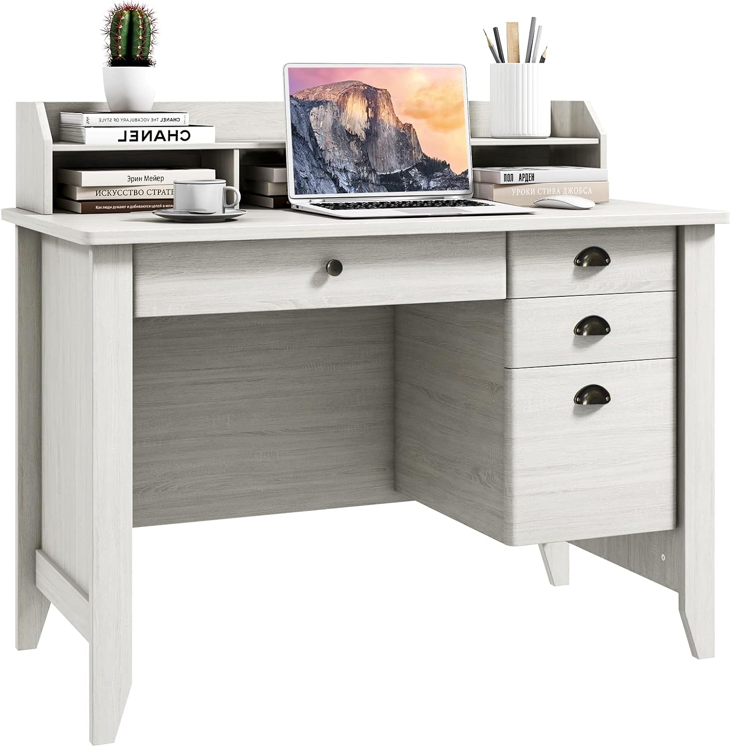 Amazon.com: GOFLAME 48” Computer Desk with Hutch, Vintage Home Office ...