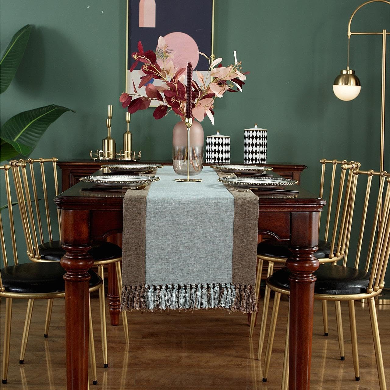 Amazon.com: Waindark Macrame Light Blue Table Runner, Boho Dusty Blue ...