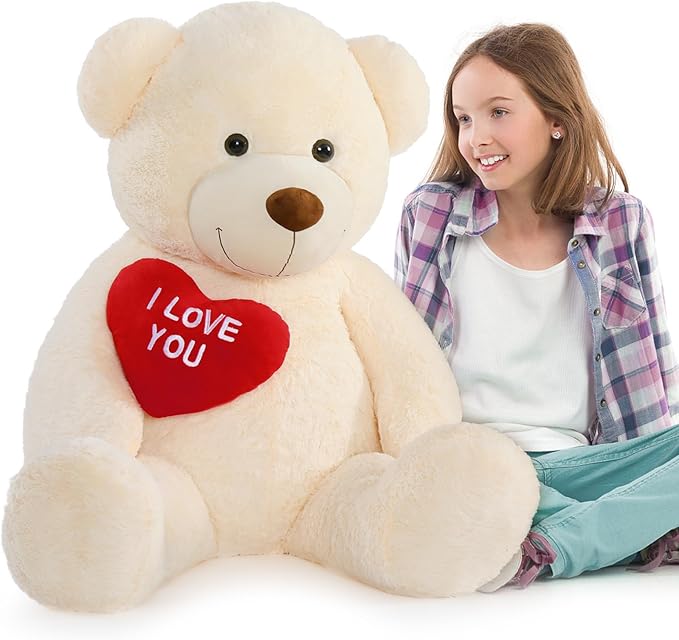 Amazon.com: MaoGoLan Giant Teddy Bear 52"- I Love You Red Heart Big ...