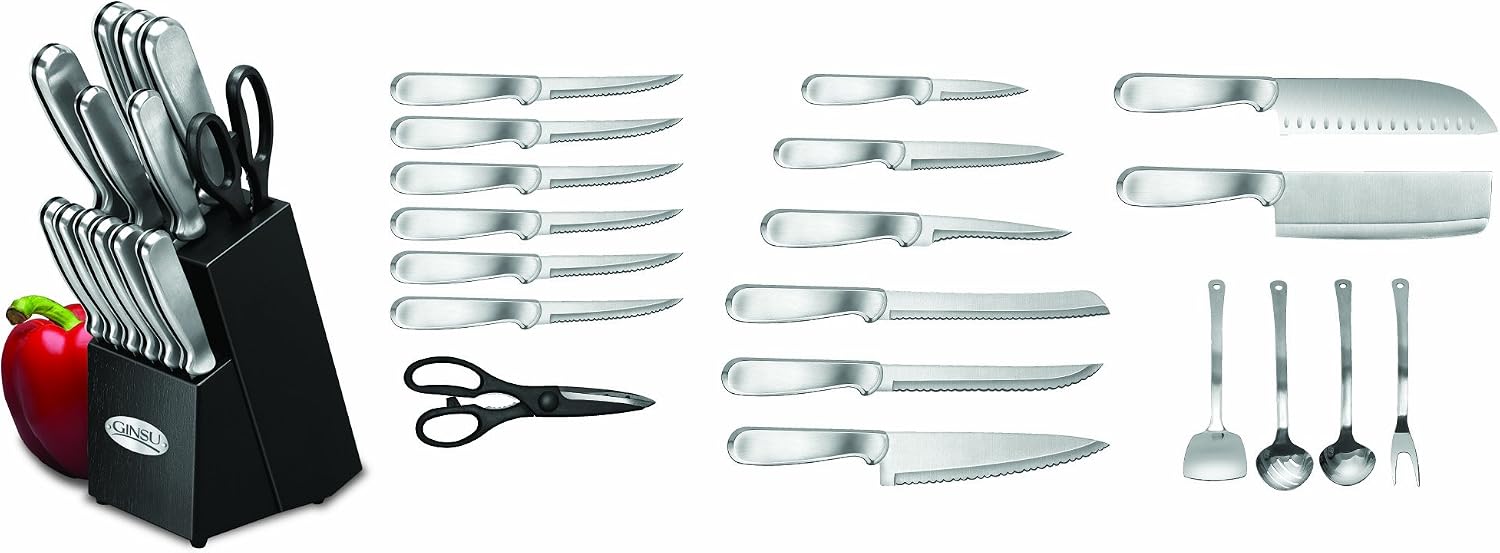Amazon.com: Ginsu 20-Piece Stainless-Steel Knife Set with Block: Home ...