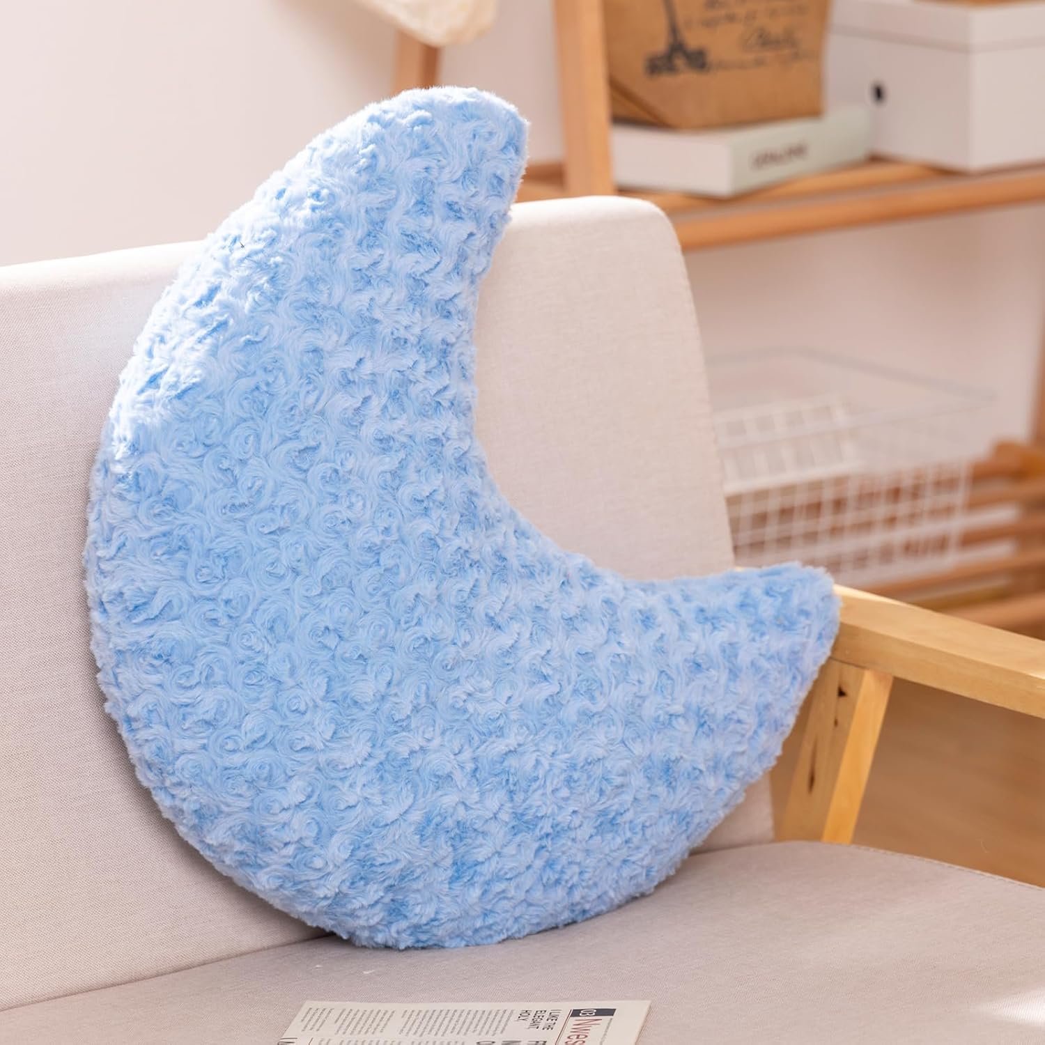 Amazon.com: ZCNYCLAM Moon Pillow, Moon Shaped Pillow with Soft Faux Fur ...